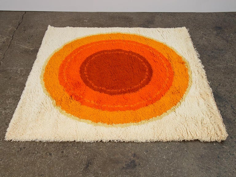 Verner Panton Style Rya Rug, Orange For Sale at 1stDibs