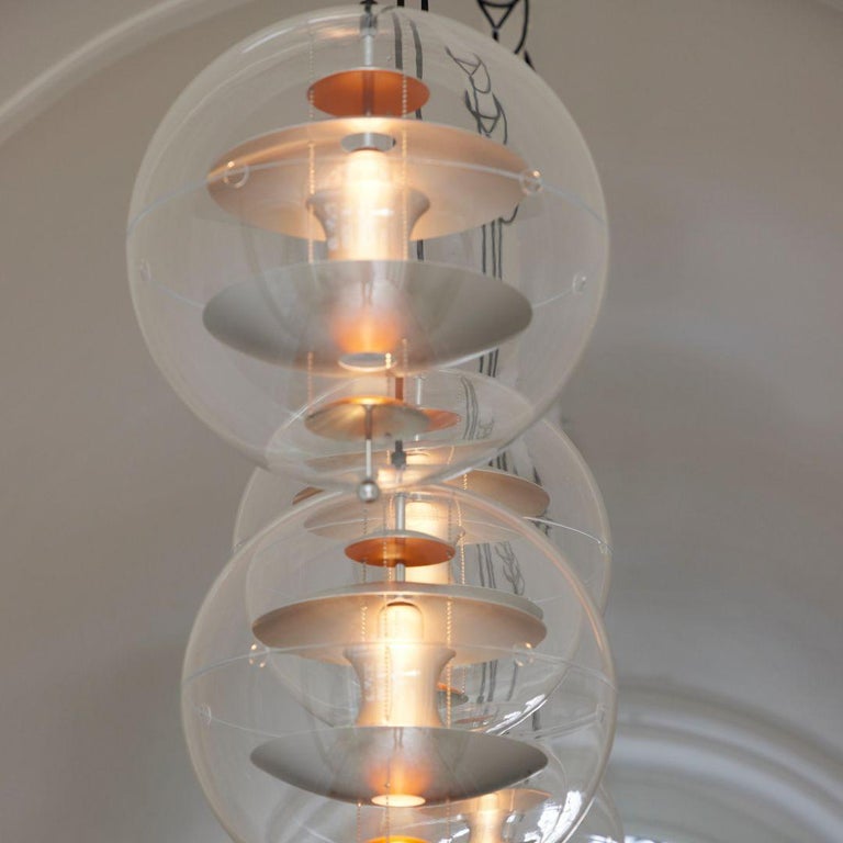 Verner Panton 'VP Globe' Pendant Lamp in Brushed Aluminum and Acrylic ...