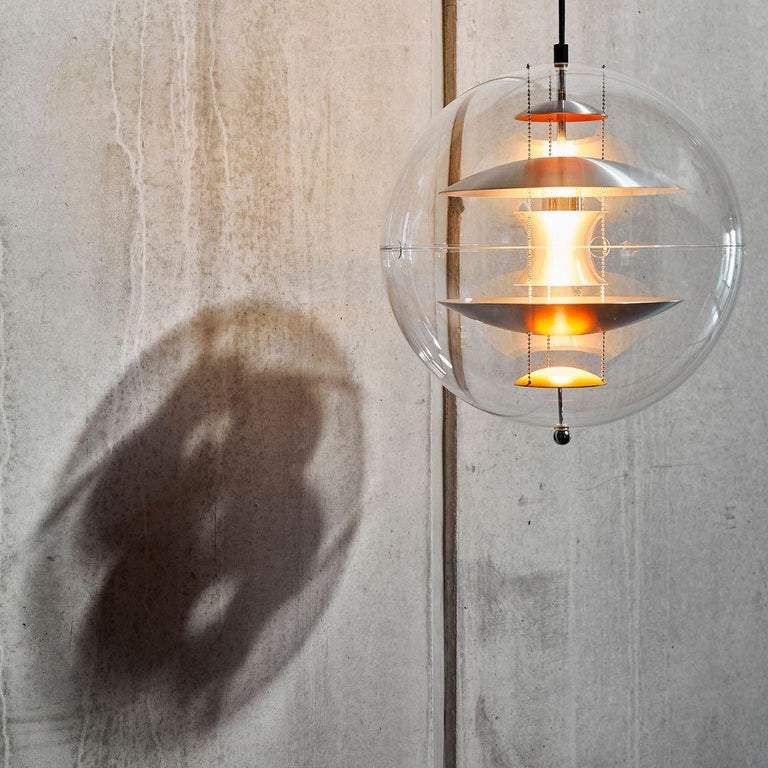 Verner Panton 'VP Globe' Pendant Lamp in Polished Aluminum and Acrylic ...