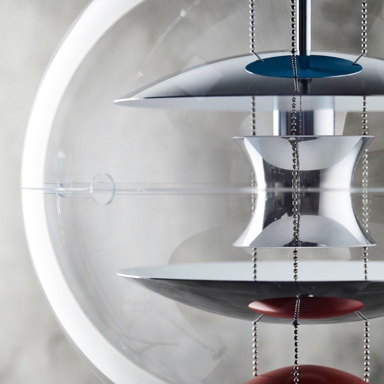 Verner Panton 'VP Globe' Pendant Lamp in Polished Aluminum and Acrylic ...