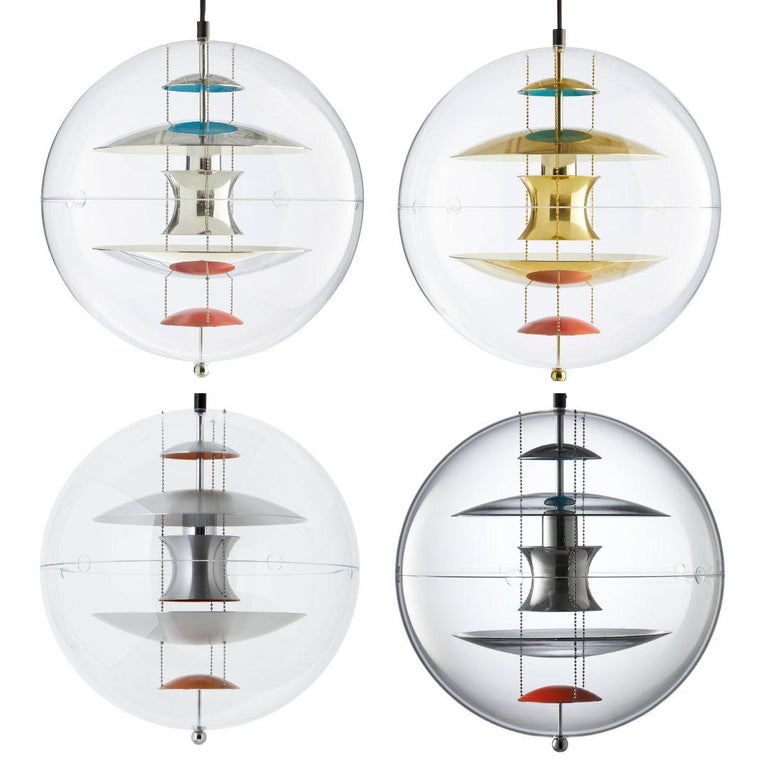 Verner Panton 'VP Globe' Pendant Lamp in Polished Aluminum and Acrylic ...