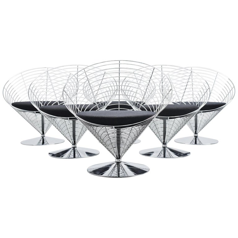 Verner Panton Wire Cone Chairs Fritz Hansen Denmark, 1988 at 1stDibs