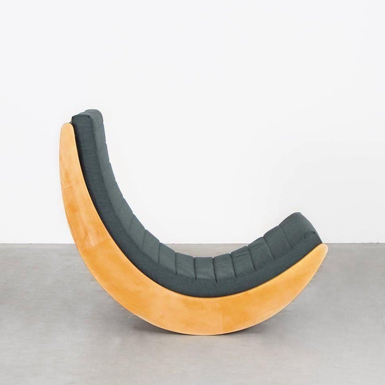 Vernor Panton Relaxer Rocking Chair in New Green Wool and Wood for ...