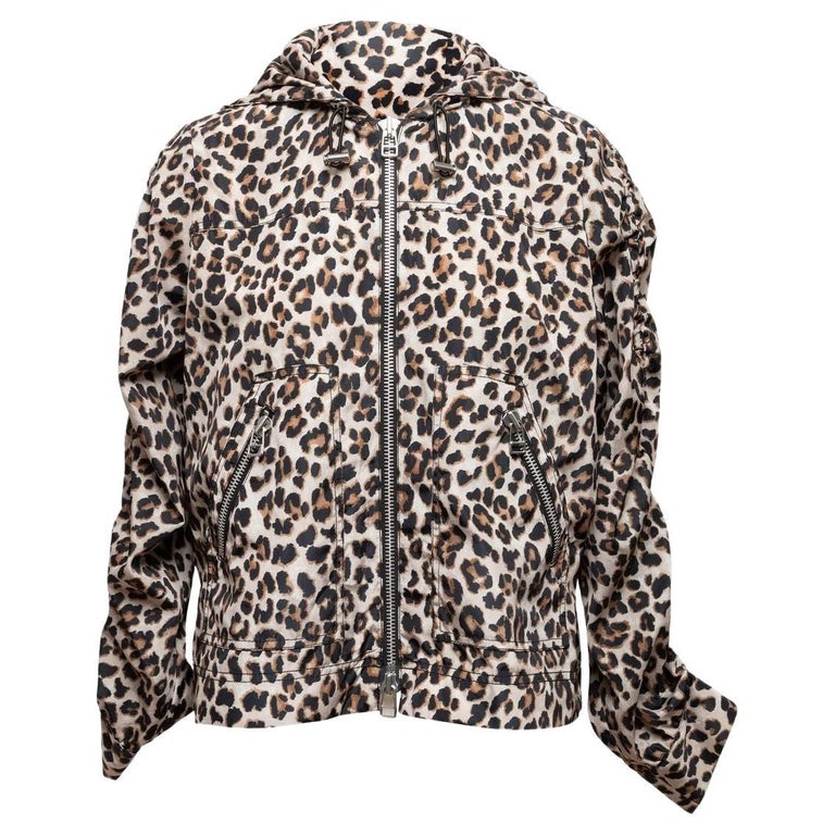 Veronica Beard Beige and Multicolor Leopard Print Hooded Jacket For ...