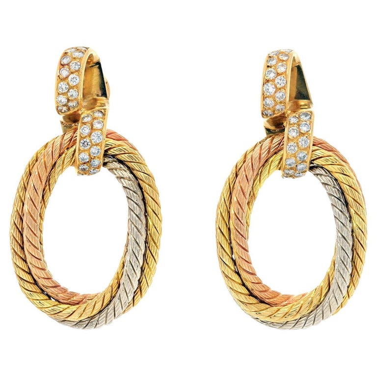 Véronique Cartier 18K Tri Colour Twist Rope Door Knocker Clip On ...