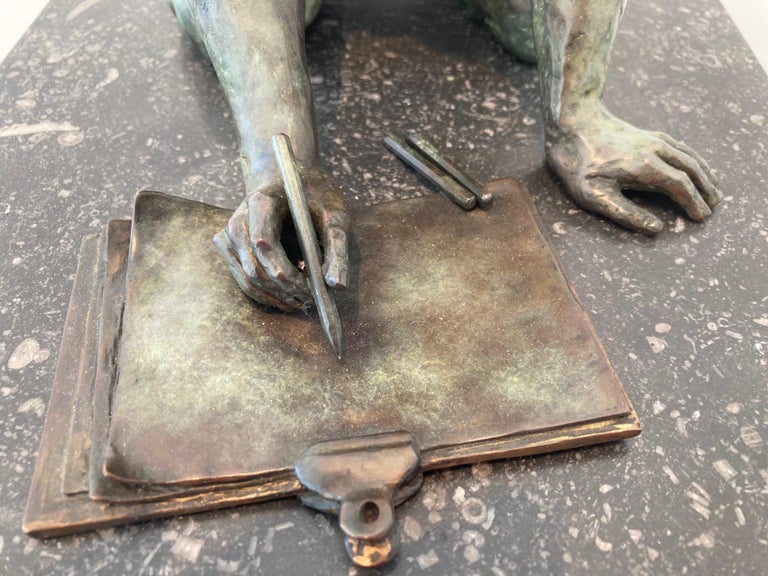 Veronique Clamot - L ' Esquisse Bronze Sculpture of Writing Woman in ...