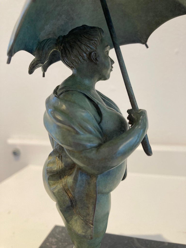 Veronique Clamot - L'Ondee Bronze Sculpture Shower Rain Umbrella Dog ...