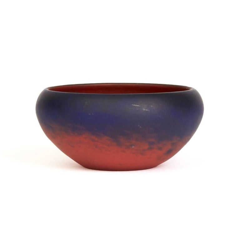 Verrerie Schneider Mottled Red Art Glass Bowl, circa 1920 at 1stDibs
