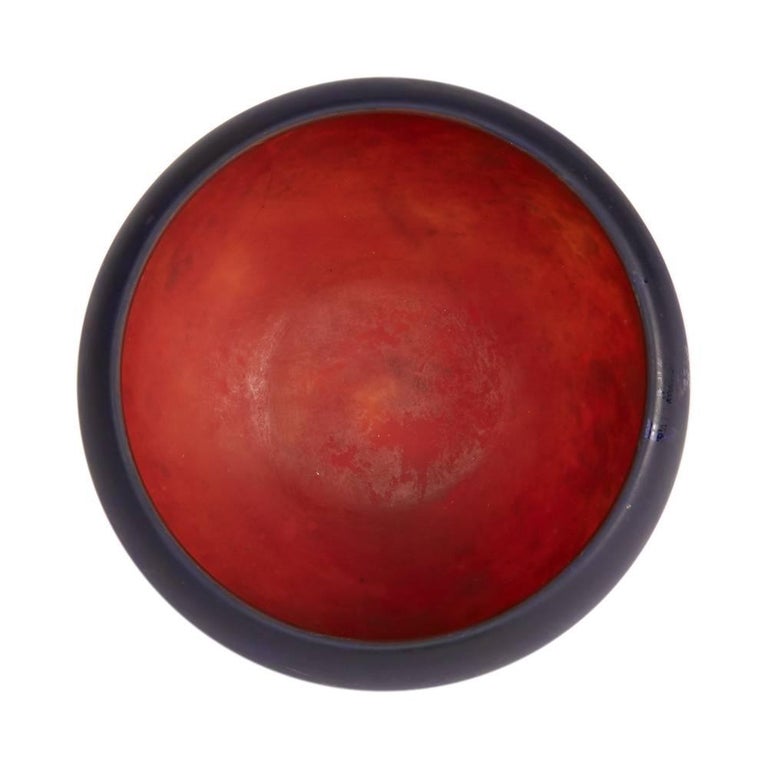 Verrerie Schneider Mottled Red Art Glass Bowl, circa 1920 at 1stDibs