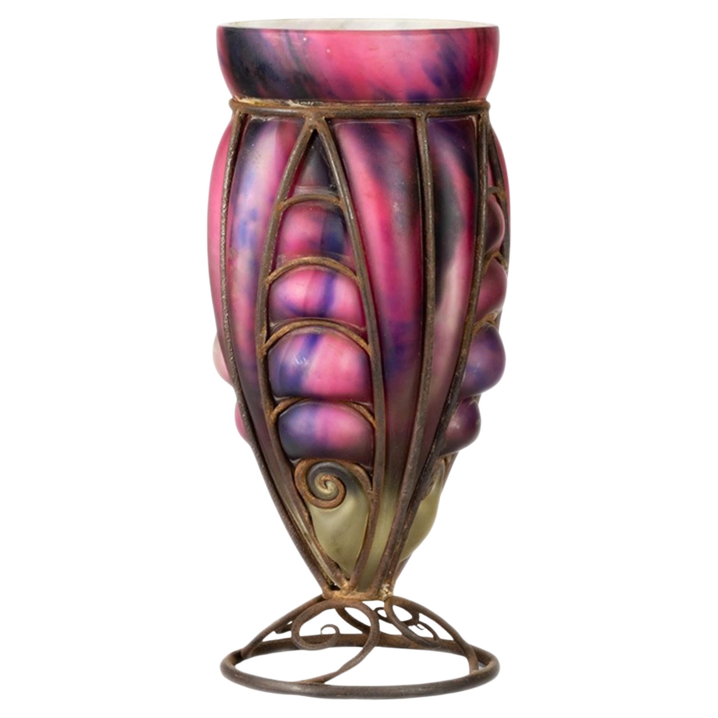Art Deco Enamelled Glass Vase by Leune, circa 1925 at 1stDibs ...