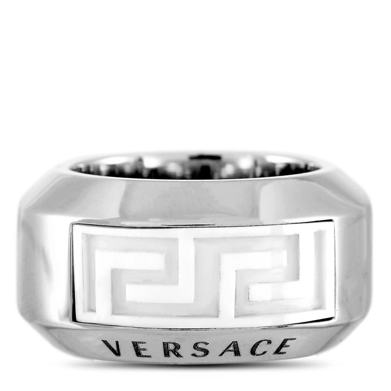 Versace 18 Karat White Gold Ceramic Band Ring For Sale at 1stDibs