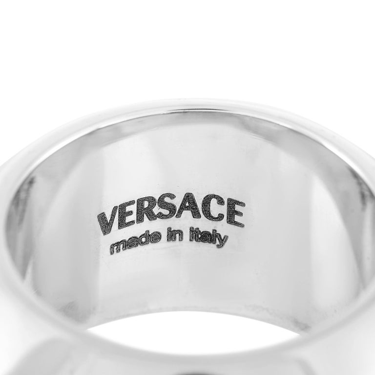 Versace 18 Karat White Gold Ceramic Band Ring For Sale at 1stDibs