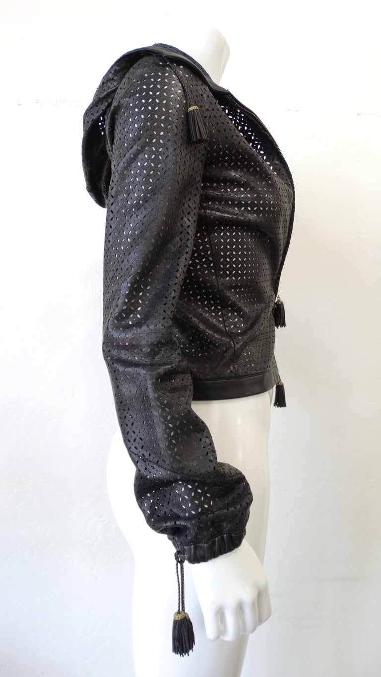 Versace 1990s Perforated Leather Jacket at 1stDibs