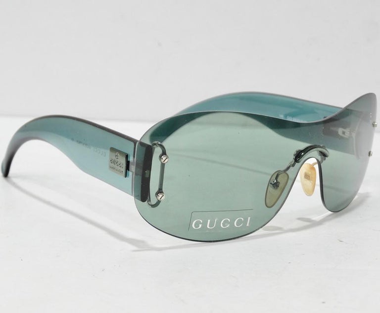 Versace 1990s Teal Sunglasses For Sale at 1stDibs