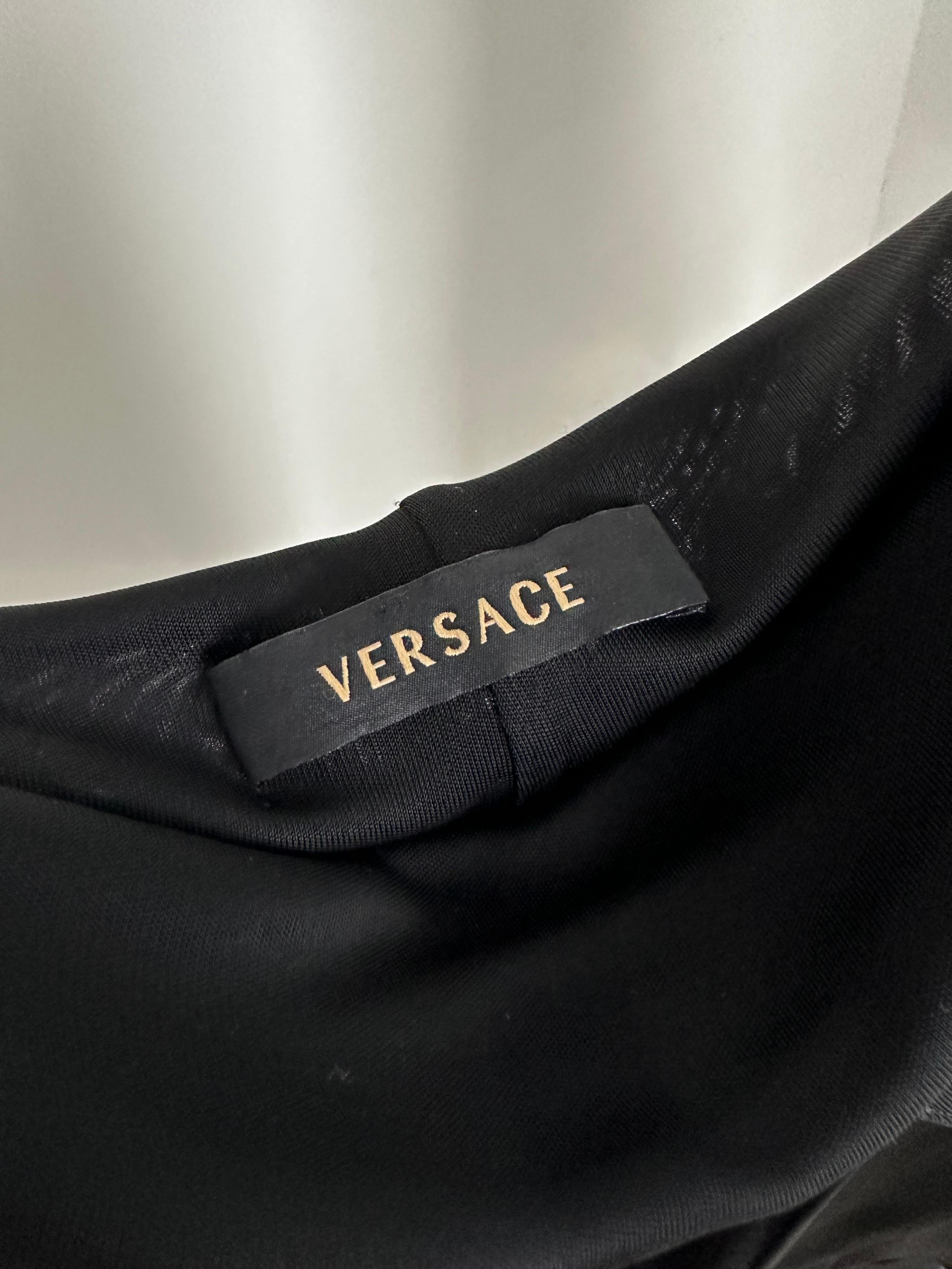 Versace 2001 Medusa charms black slinky mini dress For Sale at 1stDibs