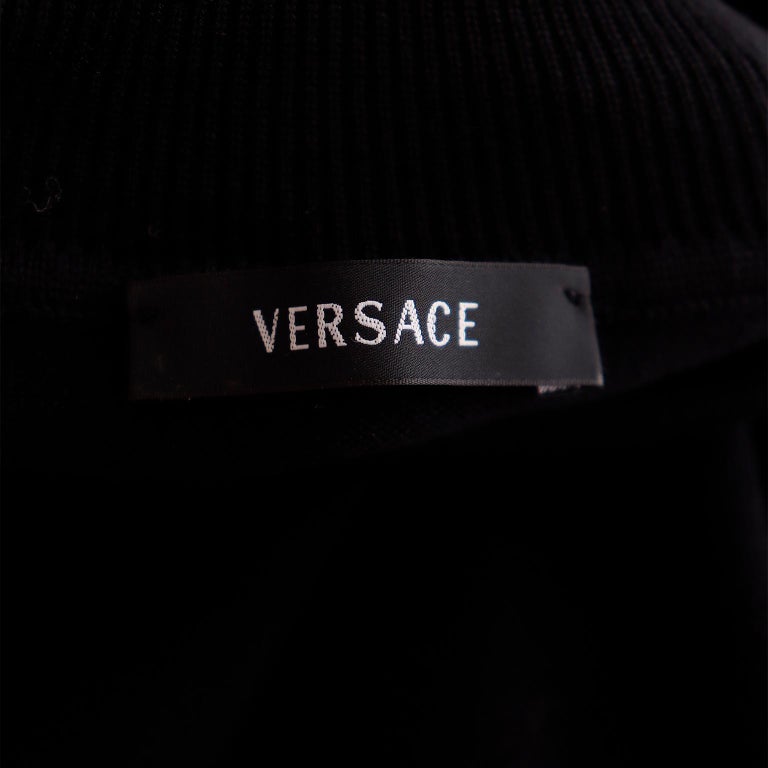 Versace 2008 Black Stretch Knit Bodycon Short Sleeve Turtleneck Dress ...
