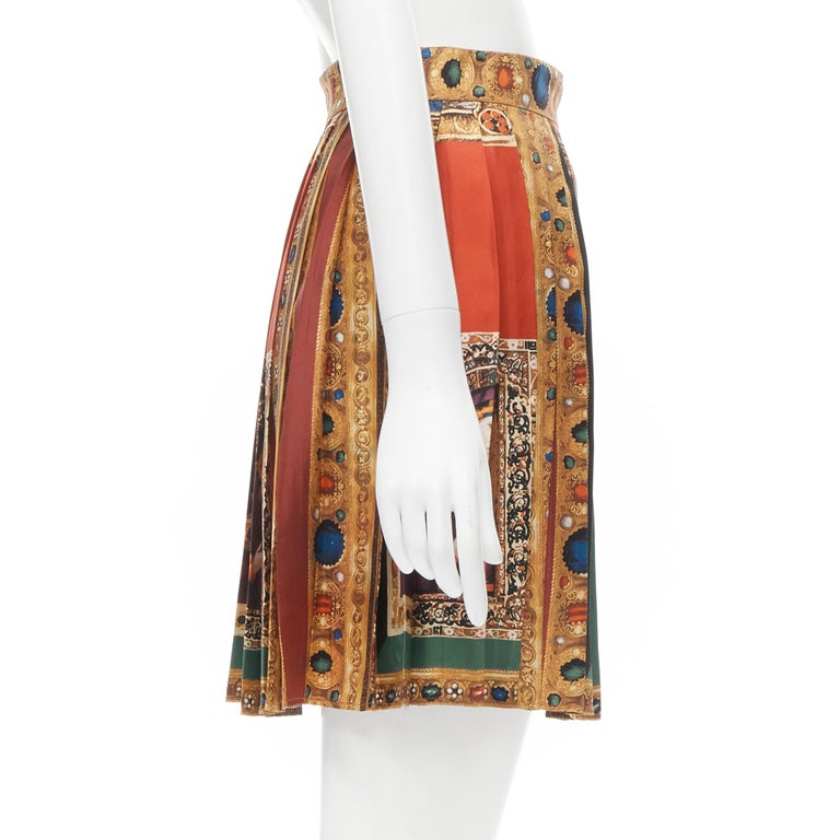 VERSACE 2018 Tribute Icons 1991 Runway Byzantine print pleated mini ...