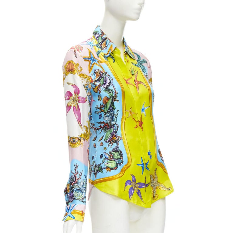 VERSACE 2021 Tresor De La Mer Signature Starfish silk shirt IT38 S For ...
