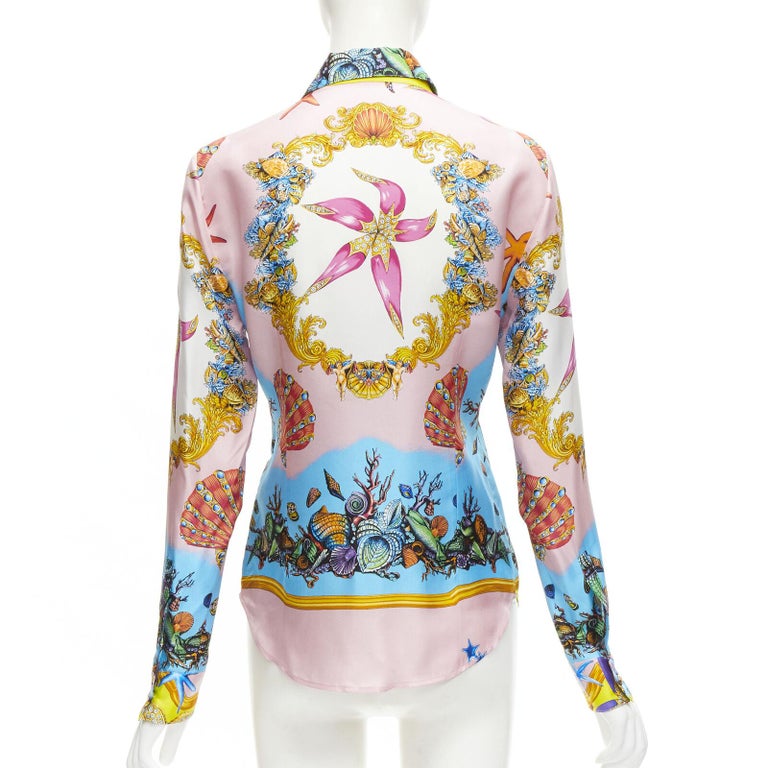 VERSACE 2021 Tresor De La Mer Signature Starfish silk shirt IT38 S For ...