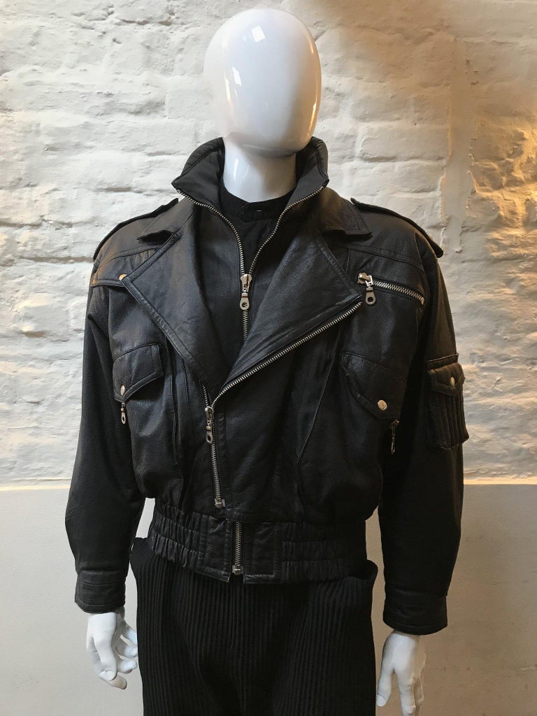 Versace 80s Leather Jacket at 1stDibs