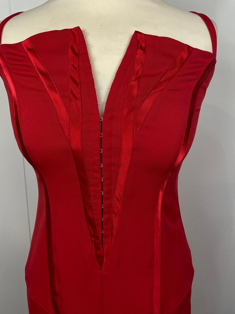 Versace 90s red long dress For Sale at 1stDibs