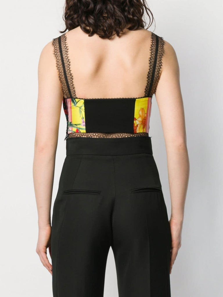 Versace Acid Bloom Multicolor Print Lacey Underwire Bralette Top Size ...