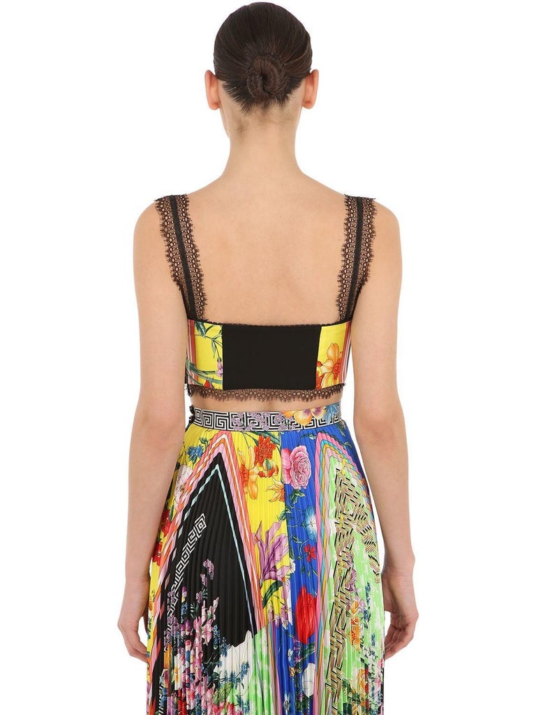 Versace Acid Bloom Multicolor Print Lacey Underwire Bralette Top Size ...