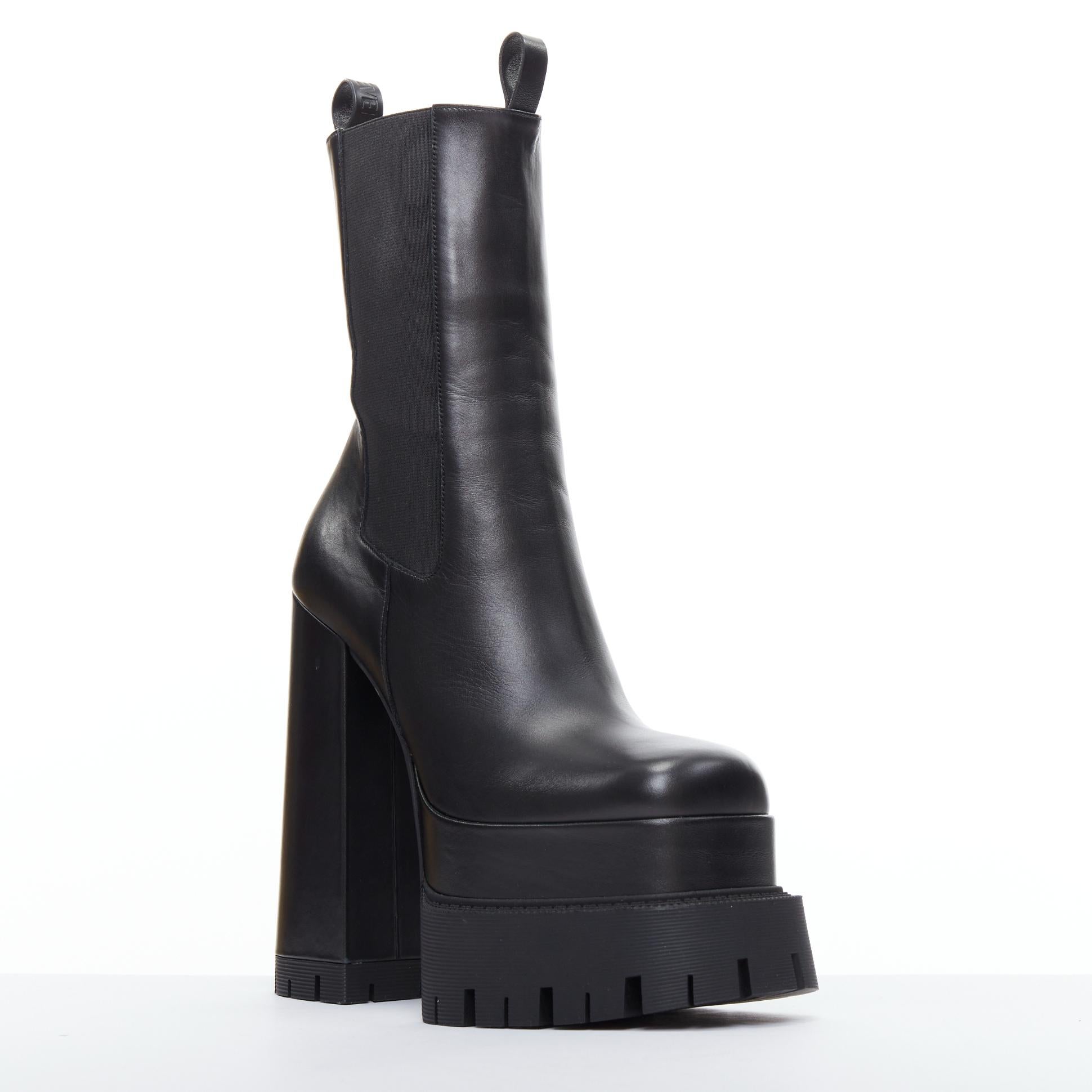 VERSACE Aevitas 165 black leather double platform trucker ankle boots ...