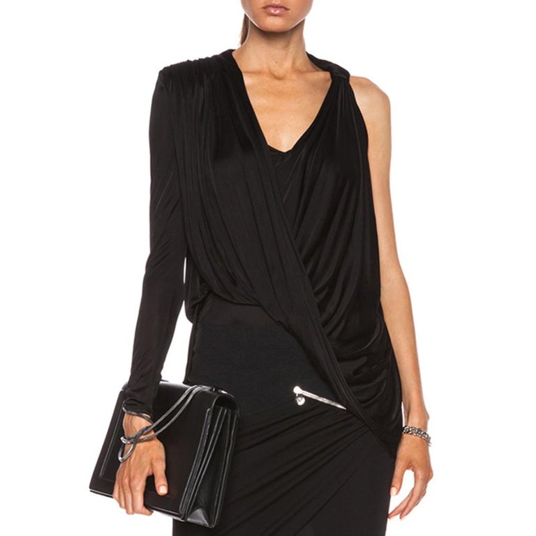 Versace Asymmetric Black Draped Top US 0-2 at 1stDibs
