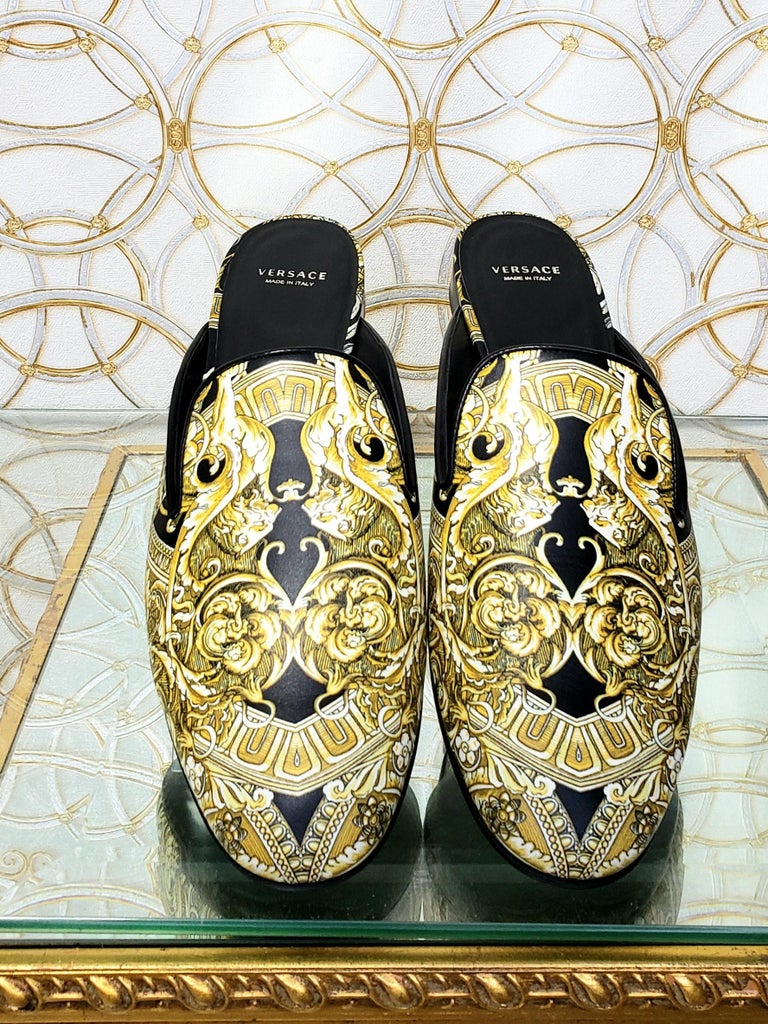 VERSACE BAROQUE MULE Sandals 36.5 - 6.5 For Sale at 1stDibs