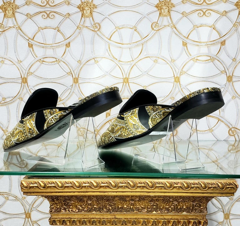 VERSACE BAROQUE MULE Sandals 36.5 - 6.5 For Sale at 1stDibs