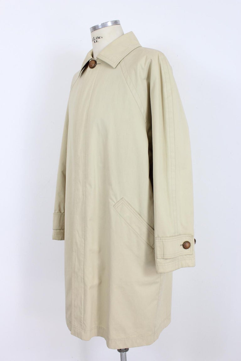 Versace Beige Cotton Overcoat For Sale at 1stDibs