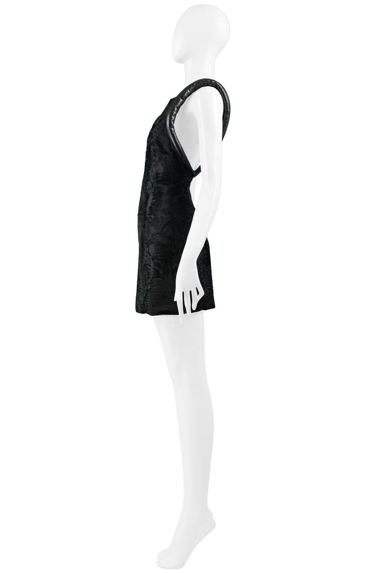 Versace Black Broadtail and Leather Couture Mini Dress 1997 at 1stDibs