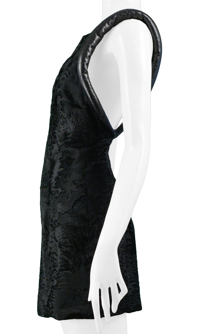 Versace Black Broadtail and Leather Couture Mini Dress 1997 at 1stDibs