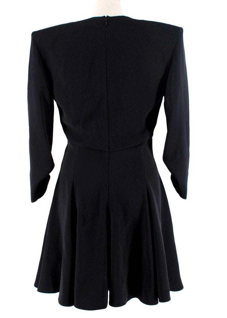 Versace Black Deep V Structured Shoulder Mini Dress For Sale at 1stDibs