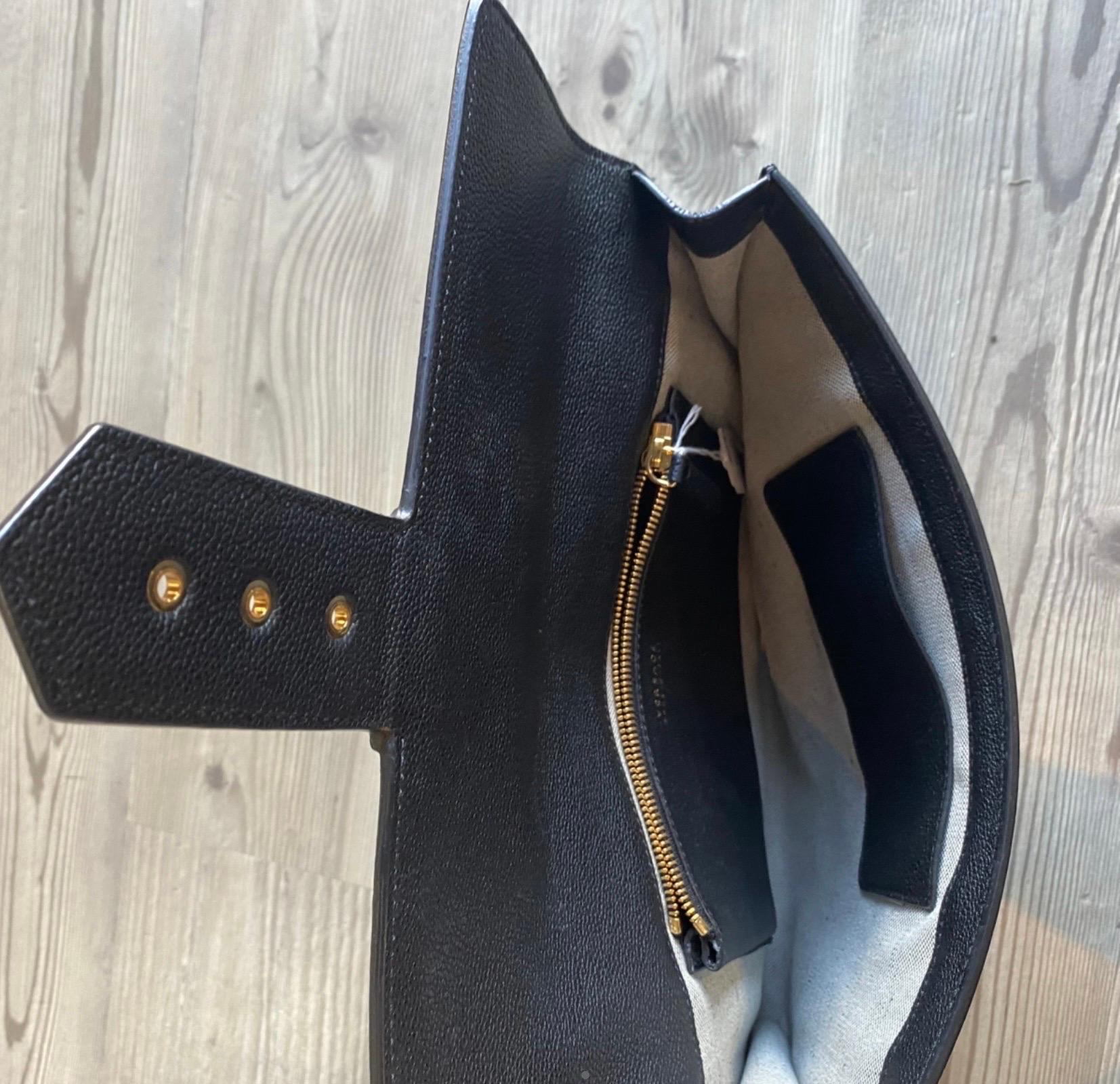 Versace black leather clutch For Sale at 1stDibs