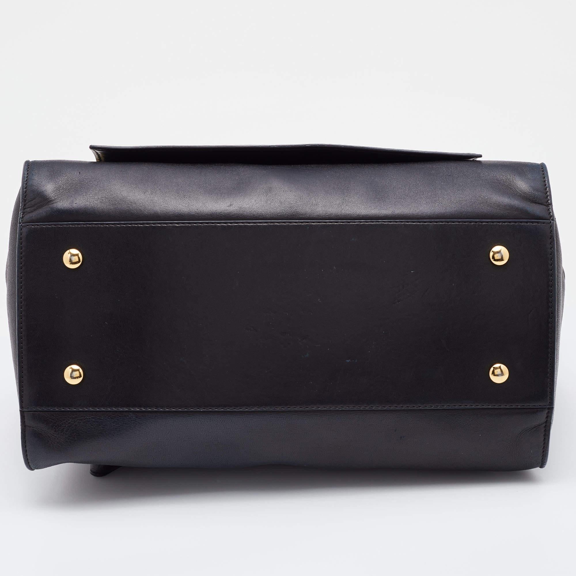 Versace Black Leather Donna Palazzo Tote For Sale at 1stDibs