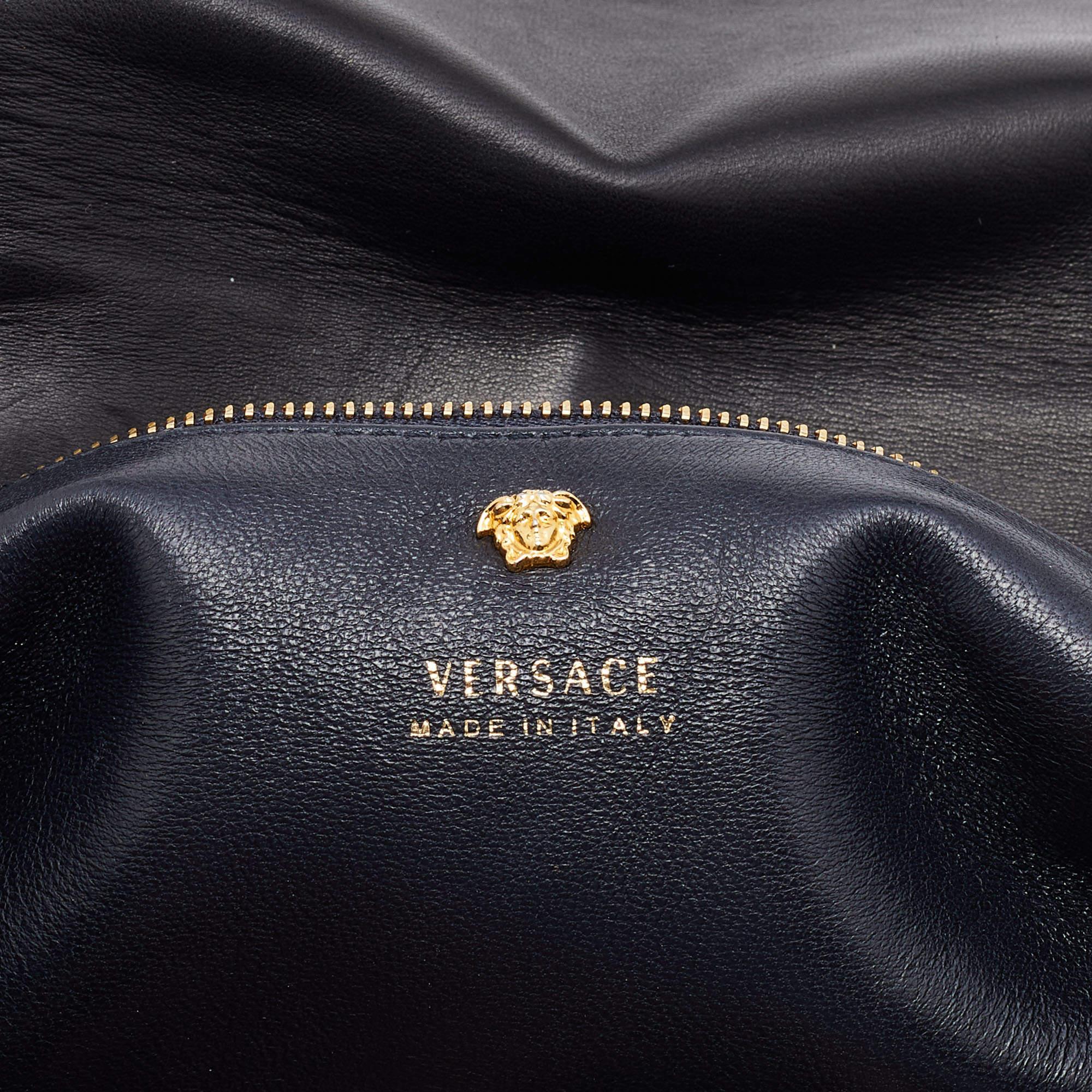 Versace Black Leather Donna Palazzo Tote For Sale at 1stDibs