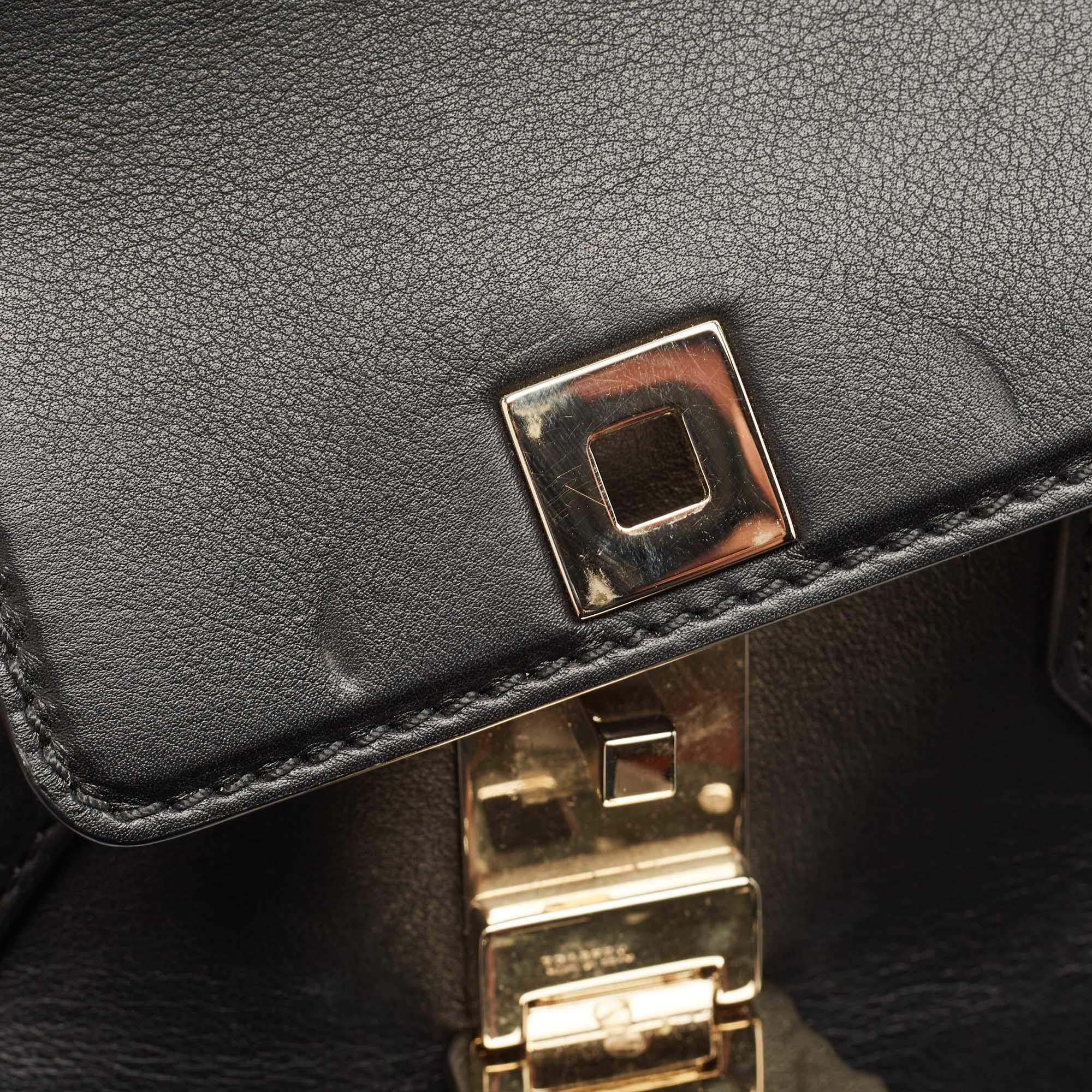 Versace Black Leather Empire Palazzo Tote For Sale at 1stDibs