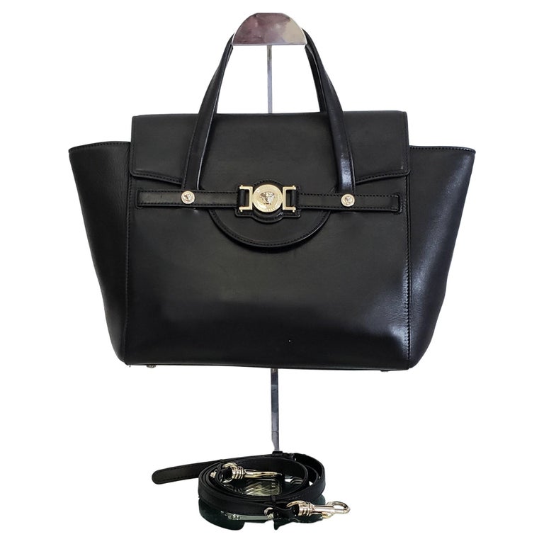 VERSACE BLACK LEATHER HANDBAG/SHOULDER BAG w/REMOVABLE PACKET PURSE For ...