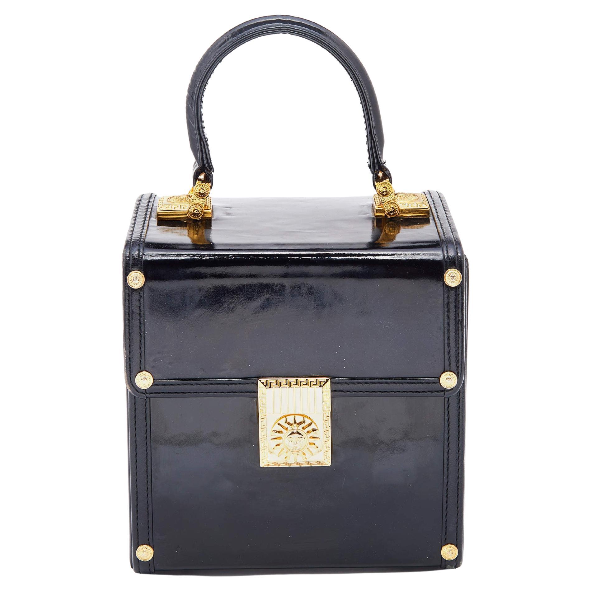 Versace Metallic Gold Crinkled Leather Satchel at 1stDibs