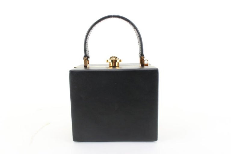 Versace Black Leather Virtus Vanity Box Bag 87v629s For Sale at 1stDibs