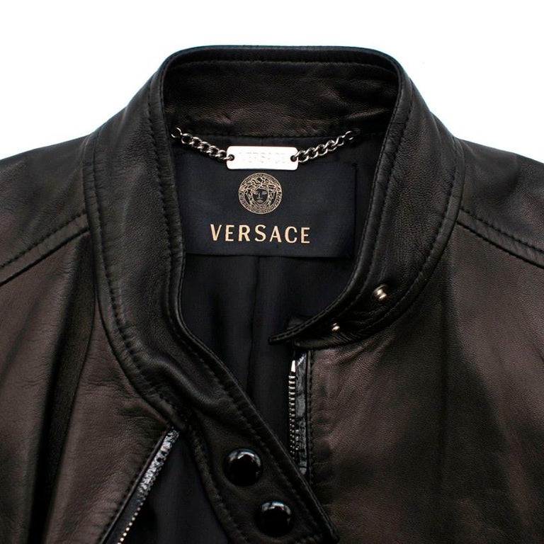 Versace Black Lightweight Leather Jacket - Size US 4 For Sale at 1stDibs
