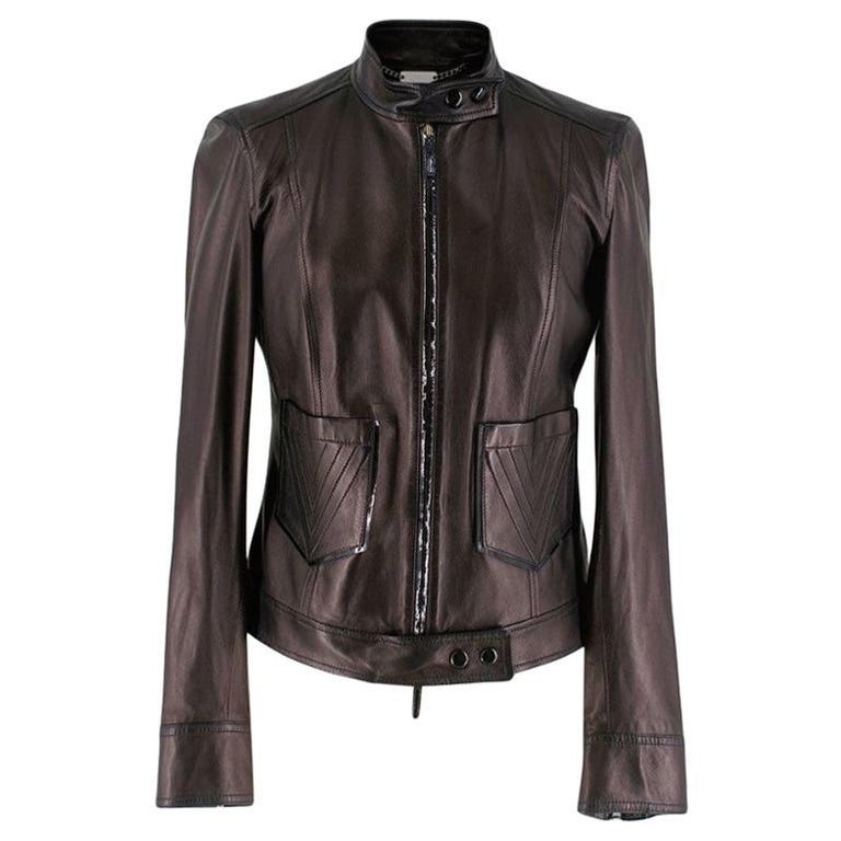 Versace Black Lightweight Leather Jacket - Size US 4 For Sale at 1stDibs