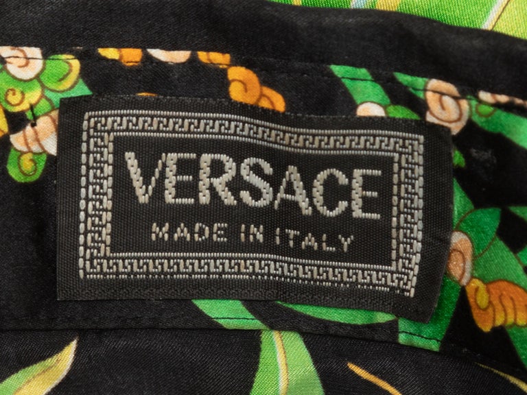 Versace Black and Multicolor Silk Aquatic Print Blouse For Sale at 1stDibs