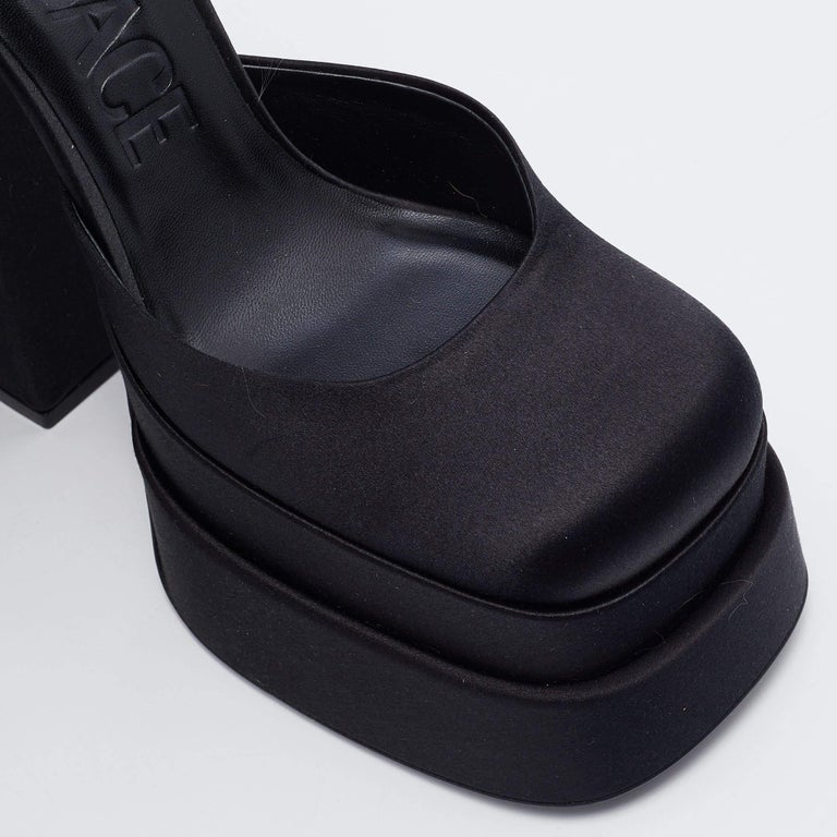 Versace Black Satin Medusa Aevitas Double Platform Pumps Size 38 For ...