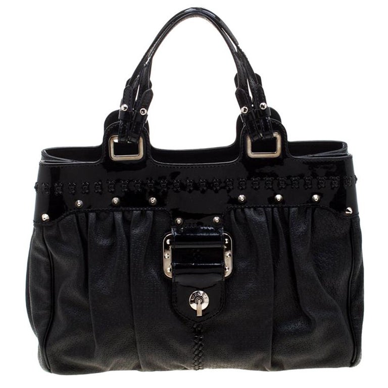 Versace Black Stud Leather Tote at 1stDibs