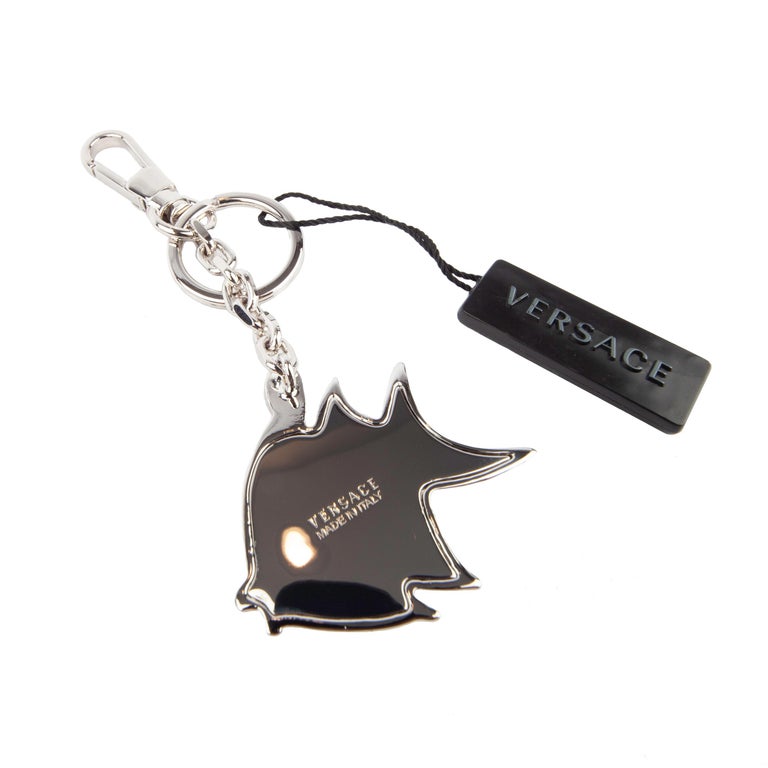 Versace Blue Rhinestone Studded Metal Angel Fish Key Chain For Sale at ...