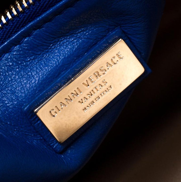 Versace Blue Suede Vanitas Crossbody Bag at 1stDibs | versace blue bag
