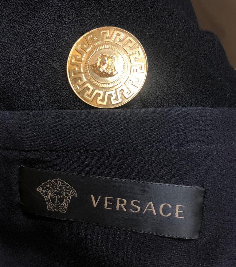Versace Button-Detailed Tulip Applique One Shoulder Dress For Sale at ...